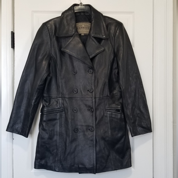 Express | Jackets & Coats | Vintage Express Genuine Leather Trench Coat ...
